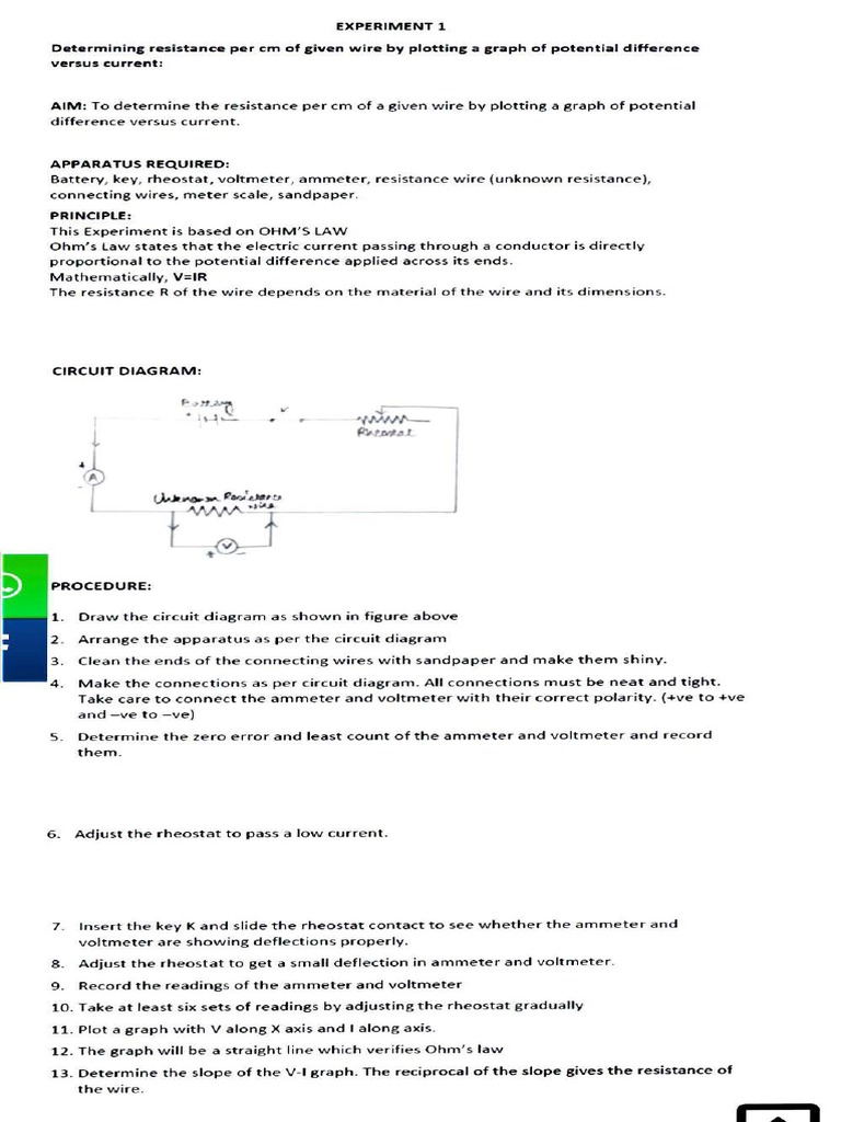 Physics Practical Class 12 | PDF | Volt | Electrical Resistance And ...