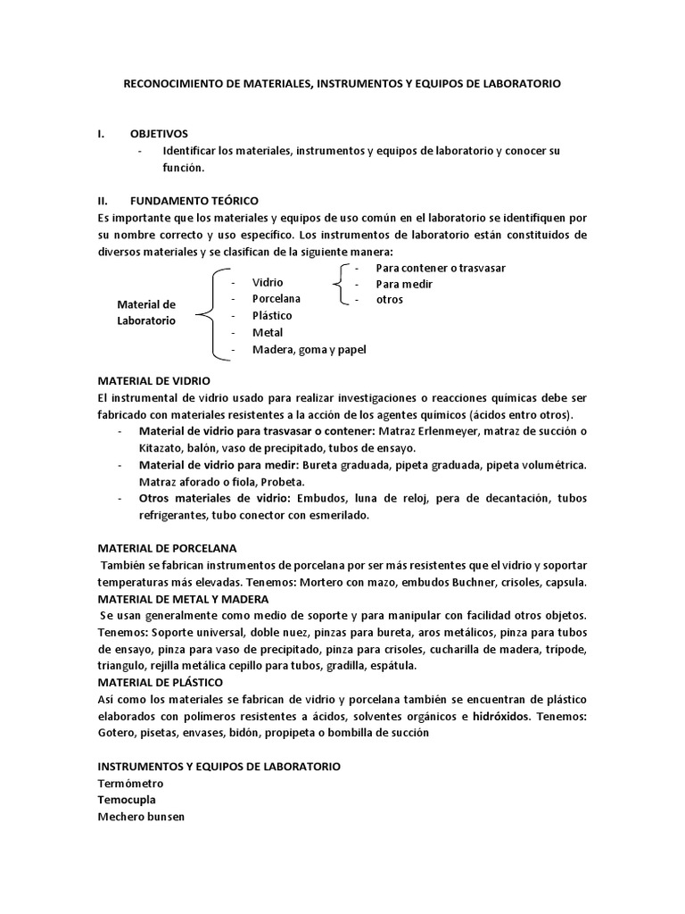 Guía de Materiales de Laboratorio | PDF | Lentes | Laboratorios