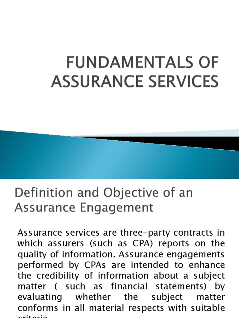 Fundamentals of Assurance Services | PDF | Internal Control | Certified ...