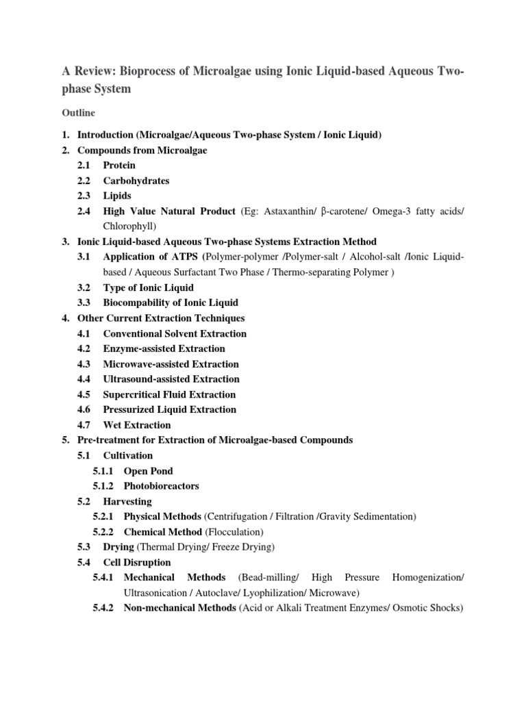 A Review: Bioprocess of Microalgae Using Ionic Liquid-Based Aqueous Two ...