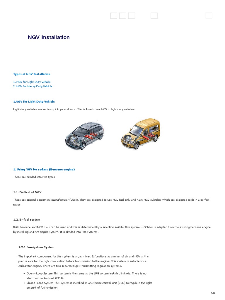 Types of NGV Installation | PDF | Fuel Injection | Diesel Engine