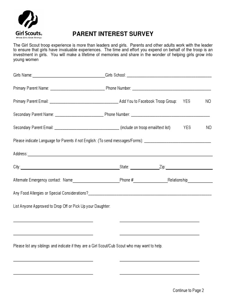 GS Parent Interest Survey | PDF