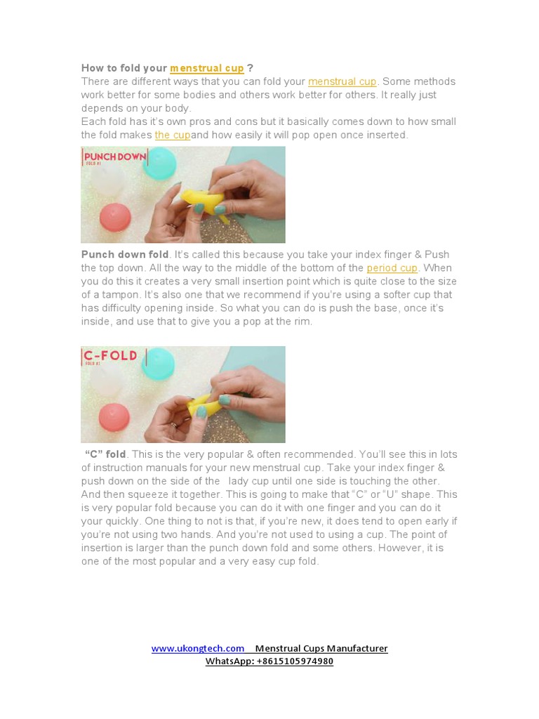 Menstrual Cup Fold - 10 Great Methods! | PDF | Leisure | Sports