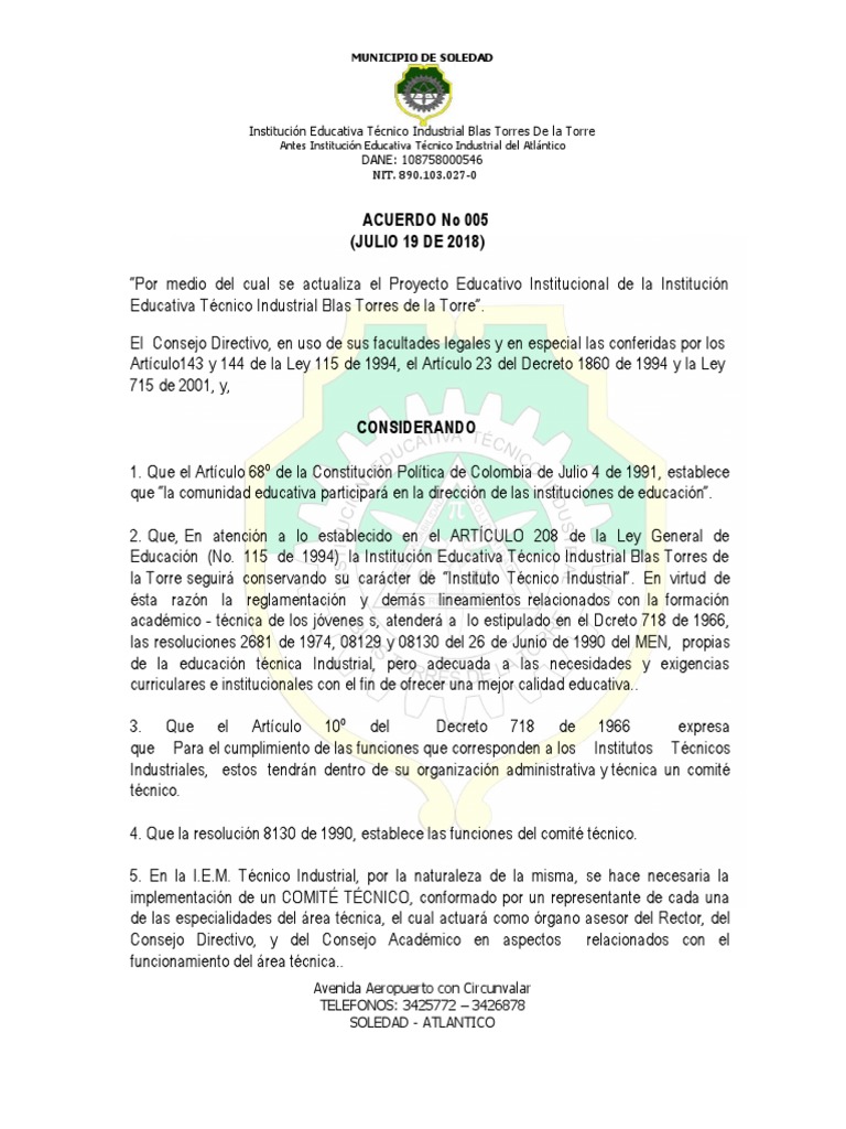 Acuerdo 005 2018 Creacion Comite Tecnico | PDF | Gobierno Acuerdo 005 2018 Creacion Comite Tecnico | PDF | Gobierno