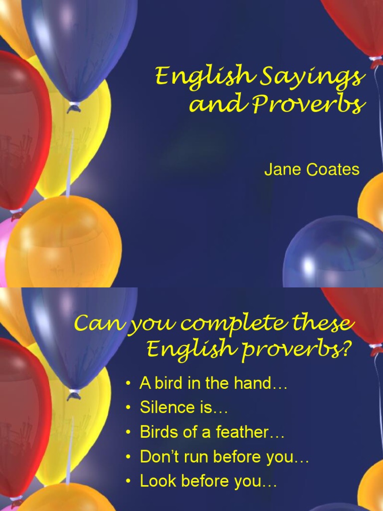 English Sayings and Proverbs: An Interactive Document Testing Knowledge ...