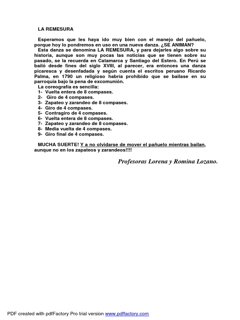 Historia y coreografía de la Remesura | PDF | Clásicos