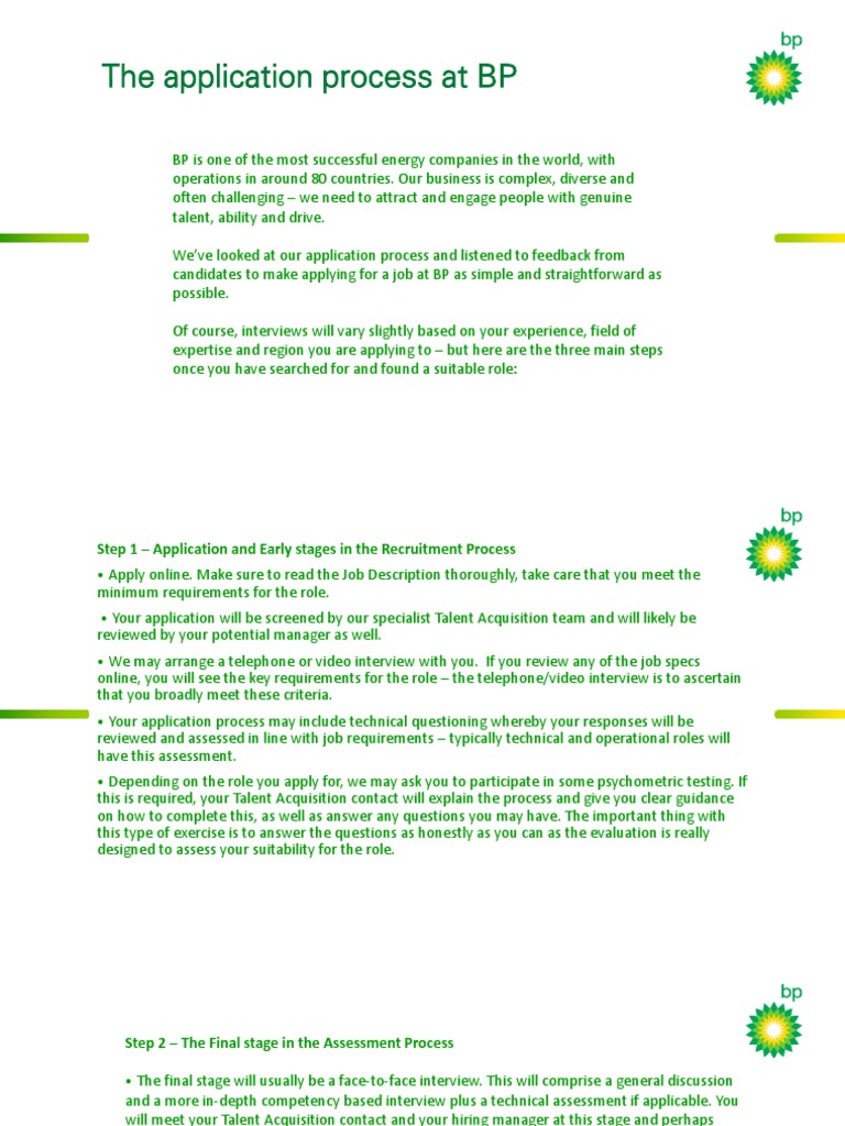 Careers BP Candidate Support Application Process | PDF | Recruitment | Interview