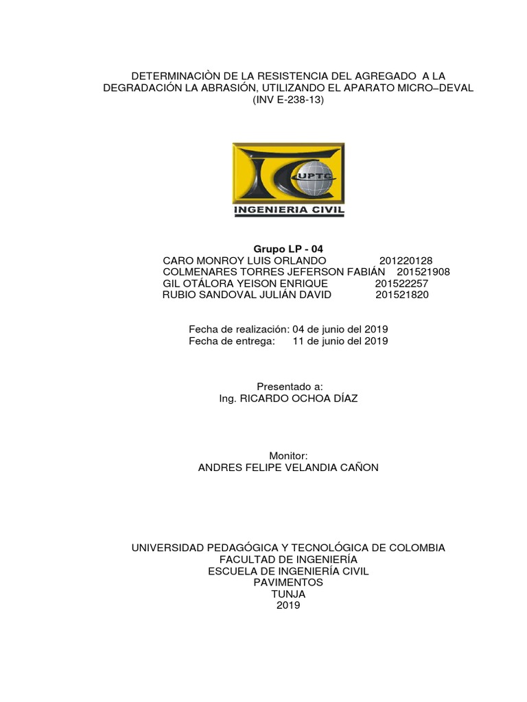 Informe Práctica Micro Deval | Descargar gratis PDF | Naturaleza