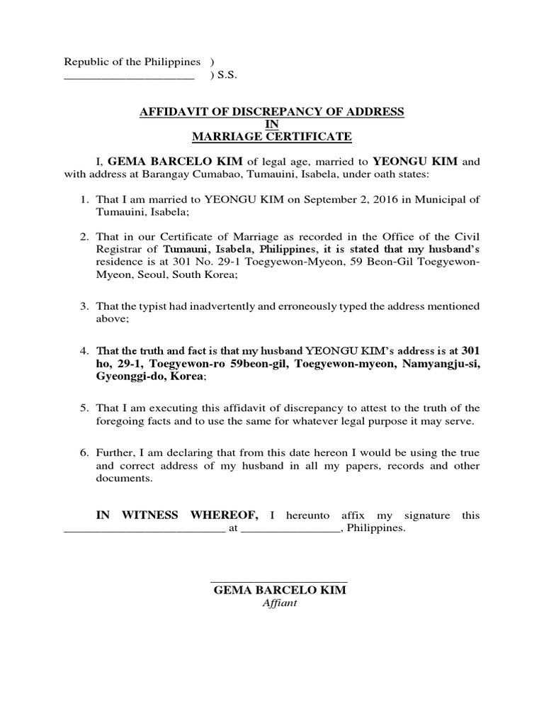 Affidavit of Address Discrepancy | PDF | Politics | Social Science