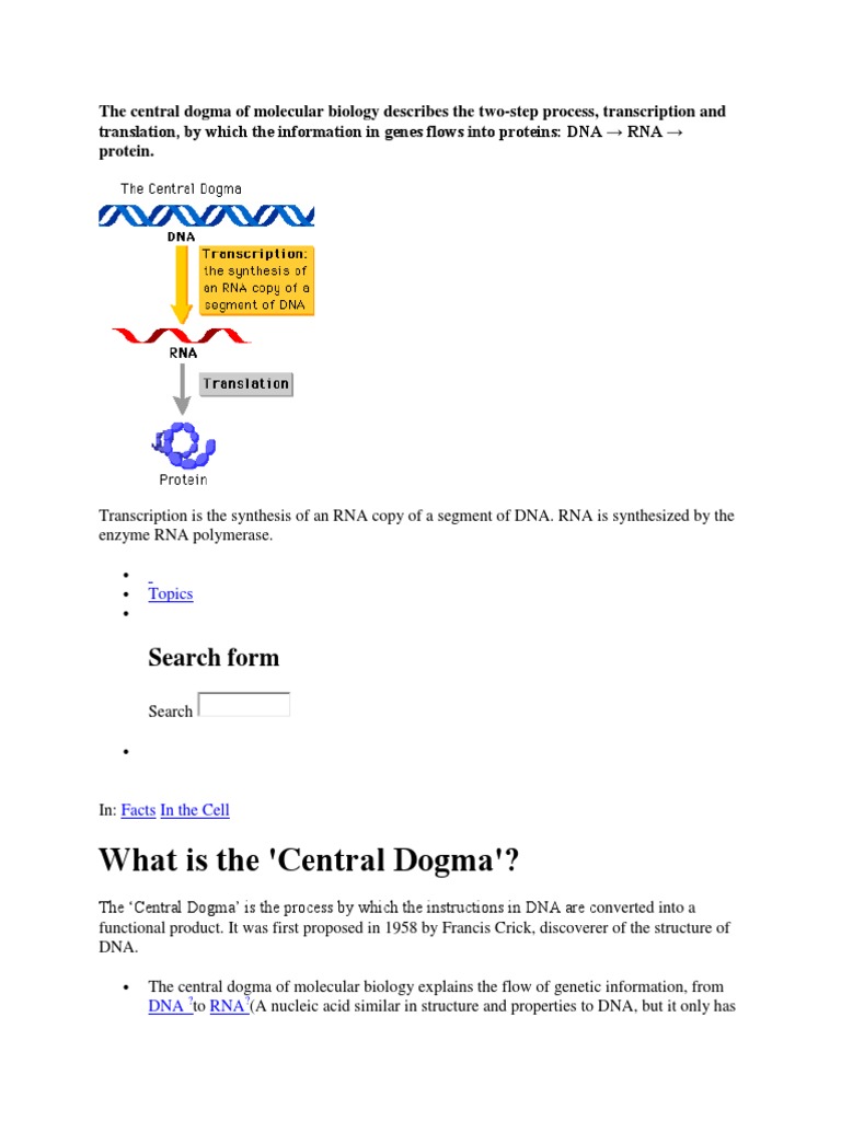 The Central Dogma of Molecular Biology | PDF | Dna | Rna
