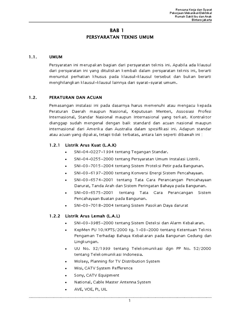 RKS at Mekanikal-Elektrikal RSIA Bintaro Fix 2018 | PDF