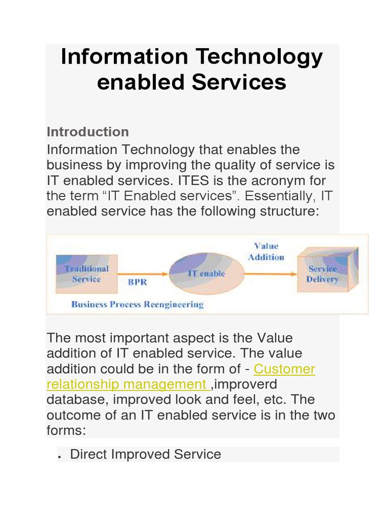 Information Technology Enabled Services | PDF | Business Process ...