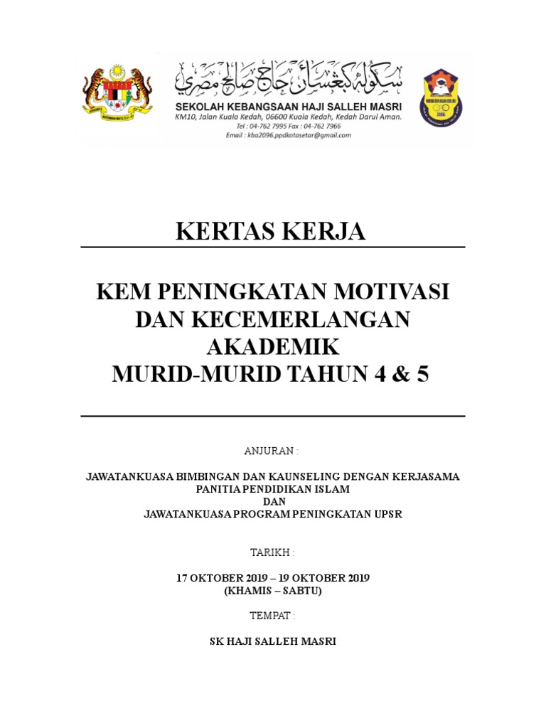 Kertas Kerja Peningkatan Motivasi Dan Kecemerlangan Akademik Tahun 4 ...