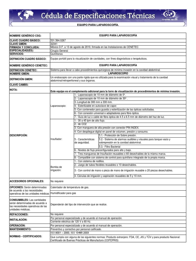 Cédula de Especificaciones Técnicas | PDF Cédula de Especificaciones Técnicas | PDF