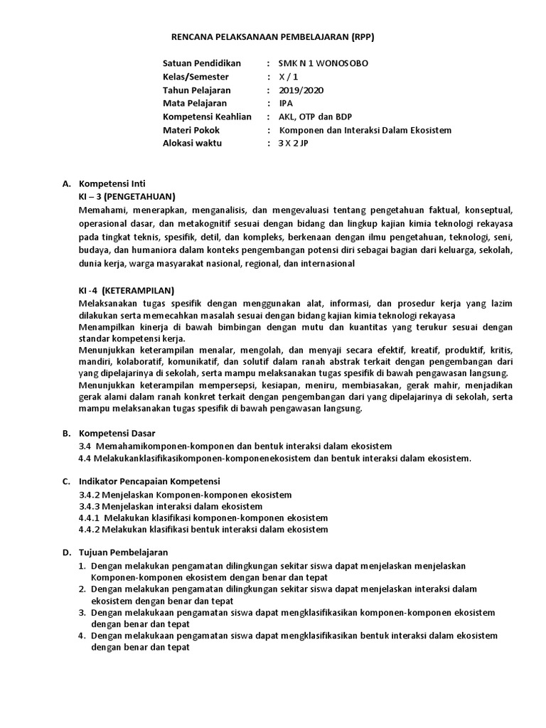 IPA - X AKL, BDP, OTP - Komponen Dan Interaksi Dalam Ekosistem | PDF | Karier & Perkembangan