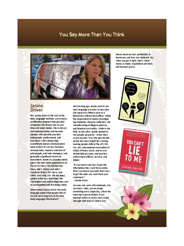 Janine Driver: Body Language Expert | PDF | Violence