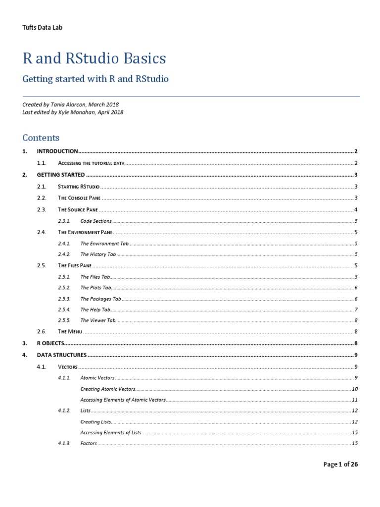 R RStudio Basics | PDF | Array Data Structure | Data Type