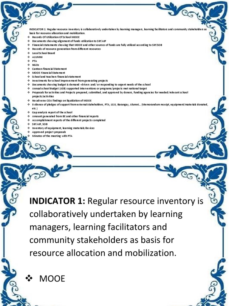 SBM 2 Indicator 1 Level 1 | PDF