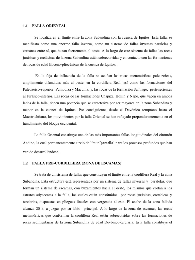 Fallas Oriental y Falla Precordillera | PDF | Falla (geología) | Roca ...