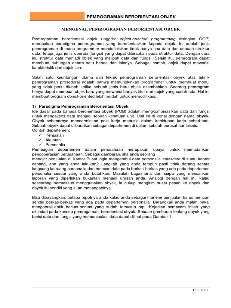 Panduan Dasar Pemrograman OOP | PDF
