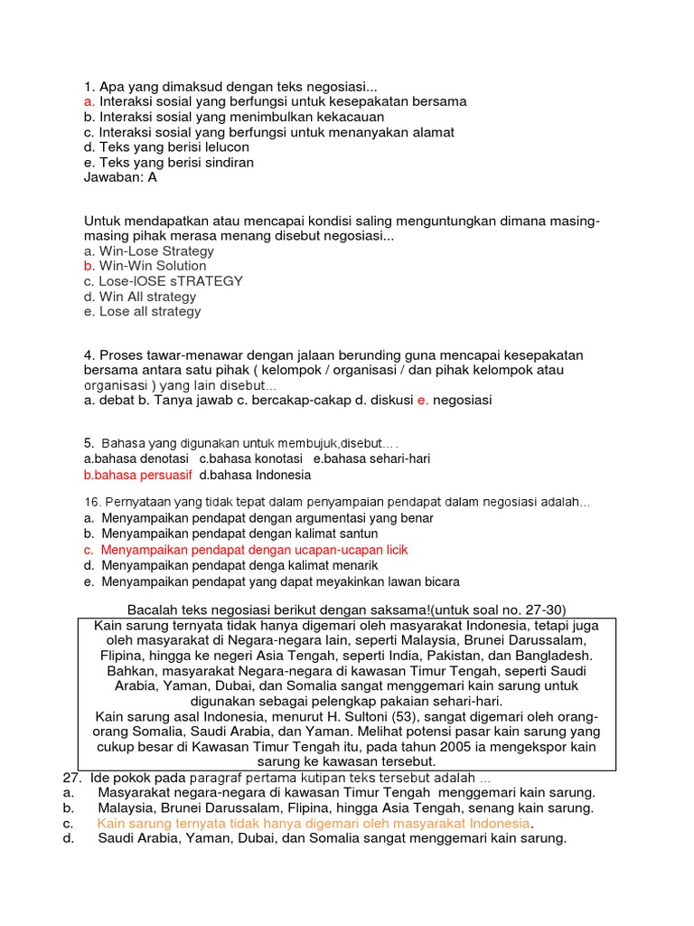Soal UAS BINDO X | PDF