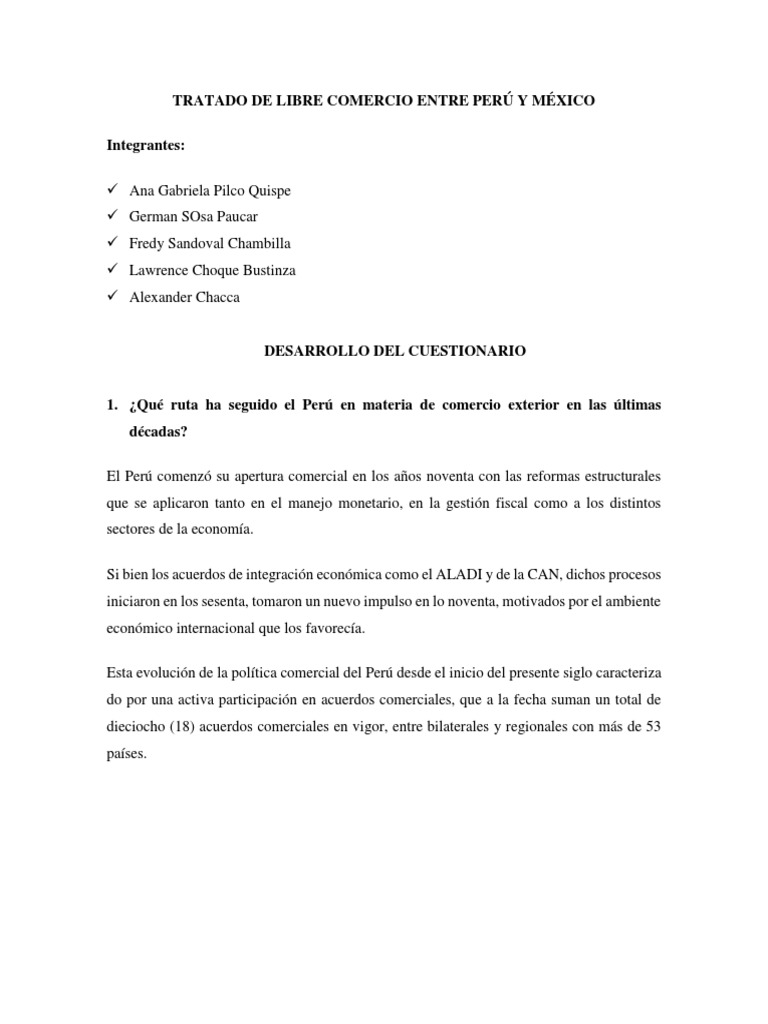 TLC Peru Mexico | PDF | Tratado de Libre Comercio Norteamericano | Perú