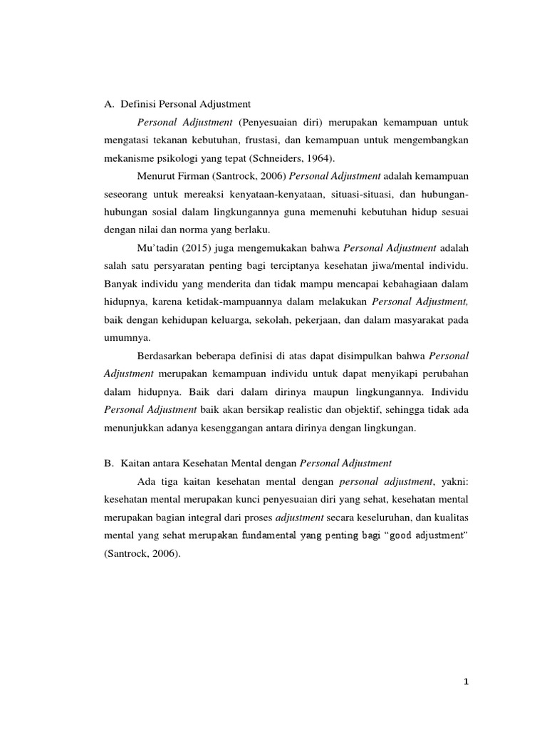 Personal Adjustment | PDF