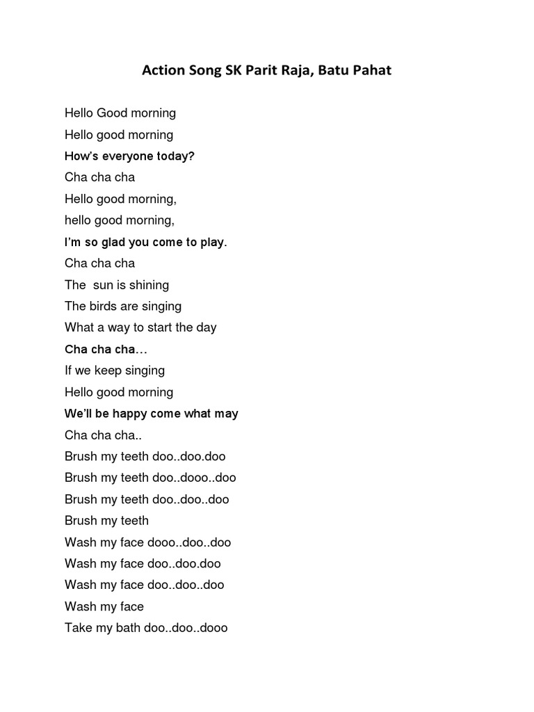 Action Song SK Parit Raja | PDF