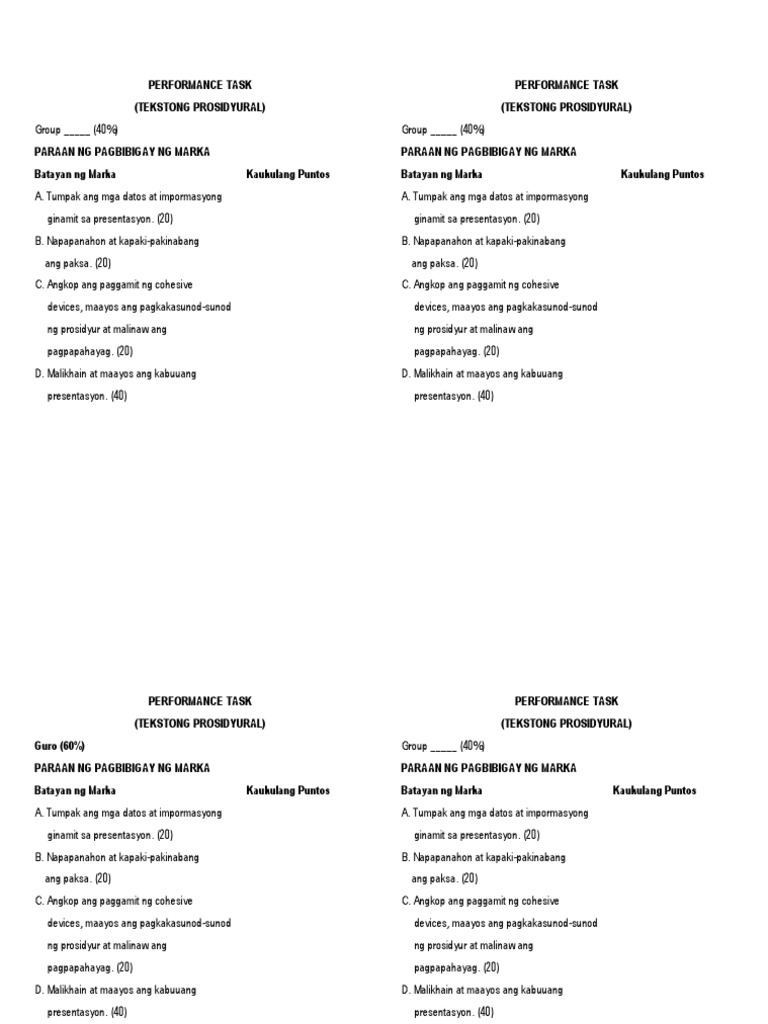 Performance Task in Filipino | PDF