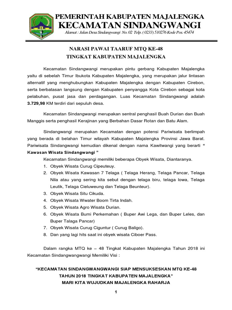 Narasi Pawai MTQ 2018 | PDF