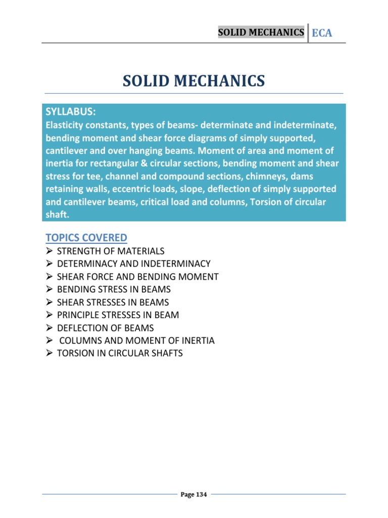 Solid Mechanics | PDF | Bending | Deformation (Engineering)