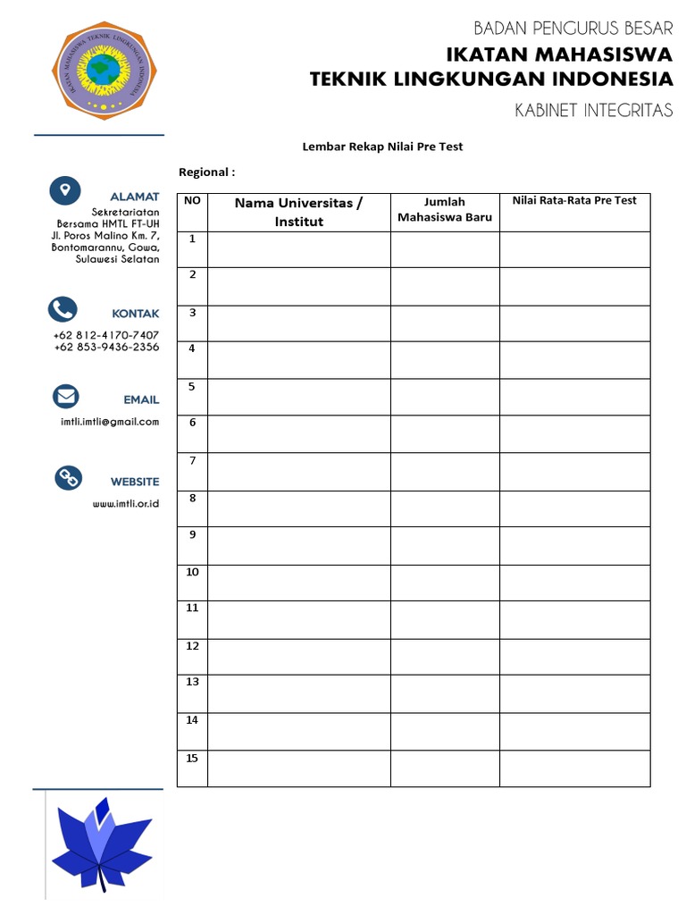 Lembar Rekap Nilai Pre Test Post Test IGTC 2019 | PDF