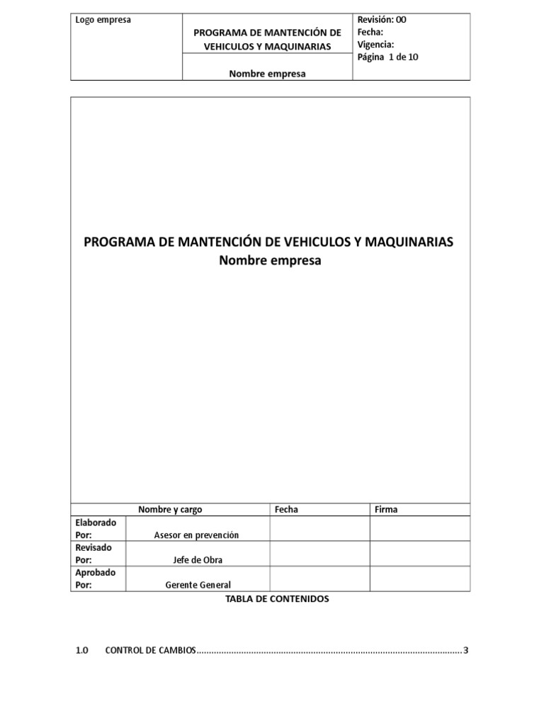 Procedimiento de Mantención Vehiculos y Maquinarias | PDF | Vehículos | Ingeniería mecánica