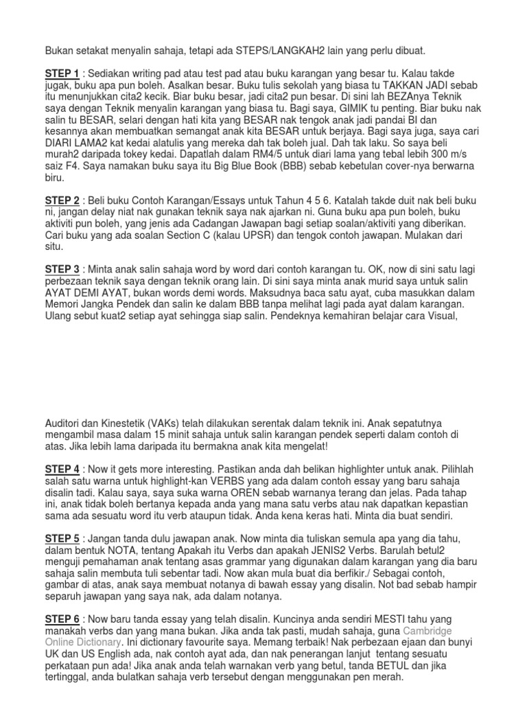 Cara Ajar Karangan BI UPSR | PDF