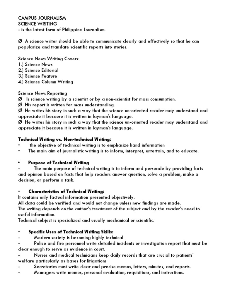Campus Journalism Science Writing | PDF | Science | Journalism
