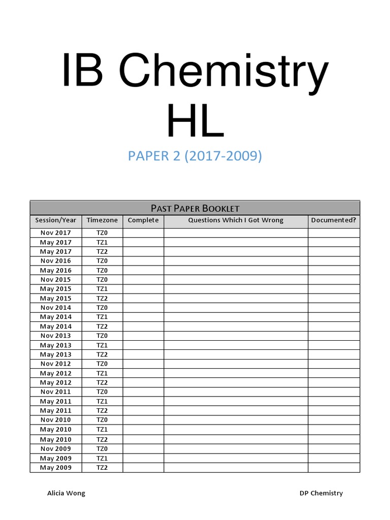 IB Chemistry HL Paper 2 Past Papers | PDF | Language Arts & Discipline