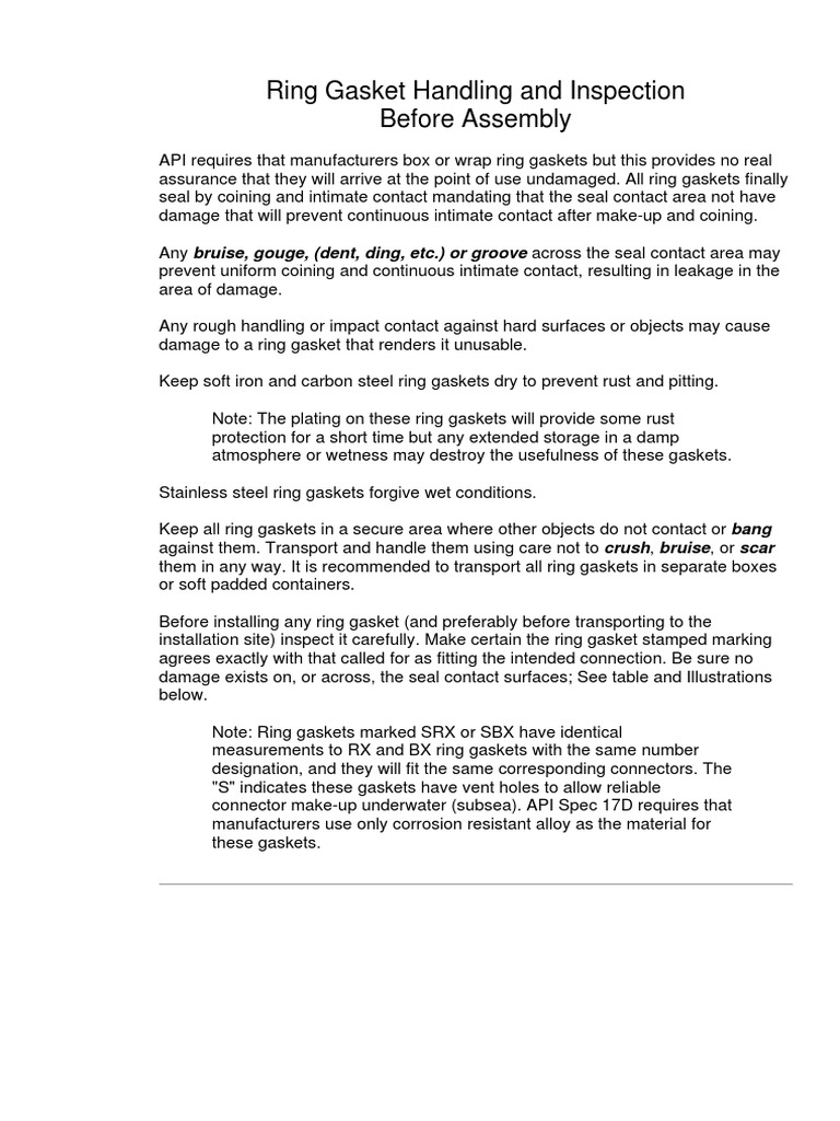Ring Gasket Inspection Guidelines | PDF | Stainless Steel | Steel