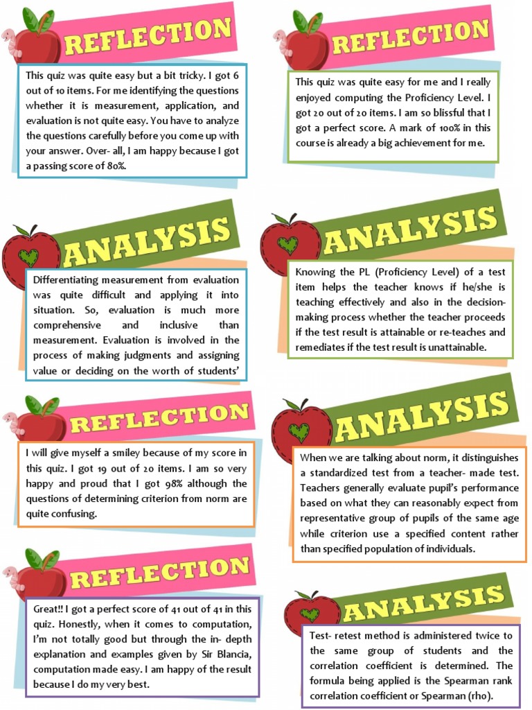 Reflections and Analysis | PDF | Educational Assessment | Test (Assessment)