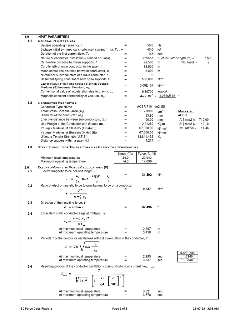 Short Circuit Force Calculations-SS2 | PDF | Young's Modulus ...