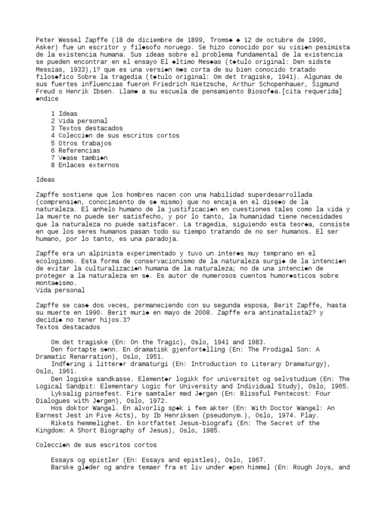 Zapffe | PDF | Metafísica | Filosofía contemporánea