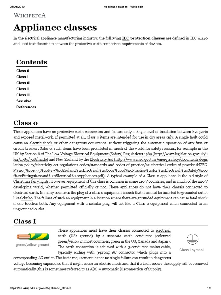 Appliance Class | PDF | Equipment | Electrical Equipment