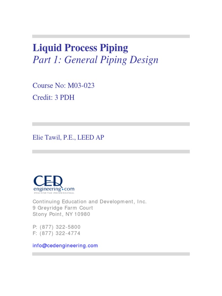 Liquid Process Piping - Part 1 General Piping Design PDF | Download ...