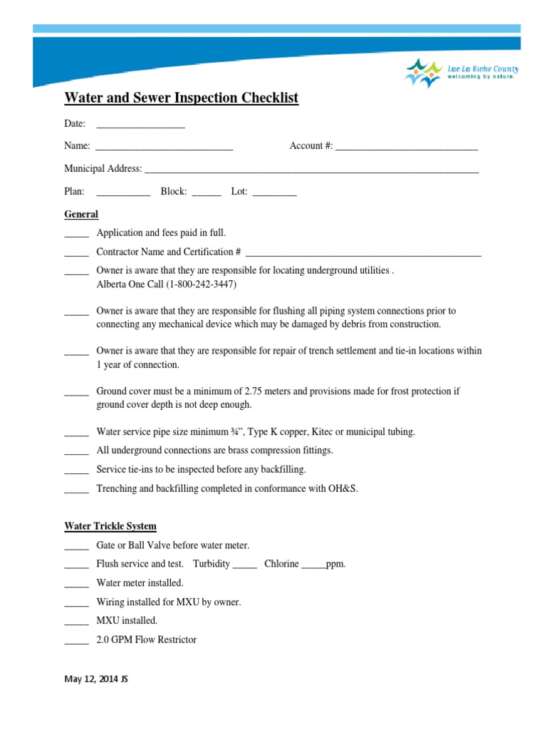 Ensuring Compliance: A Water and Sewer Inspection Checklist | PDF ...
