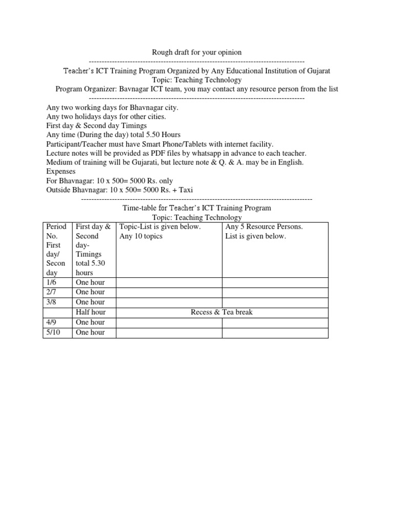 Teacher's ICT Training Program For Teaching Technology | PDF ...