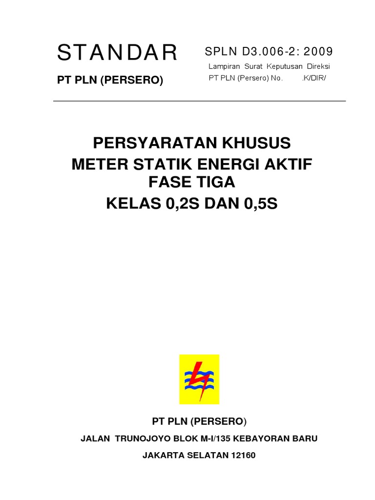 Persyaratan Meter Statik Energi Aktif | PDF