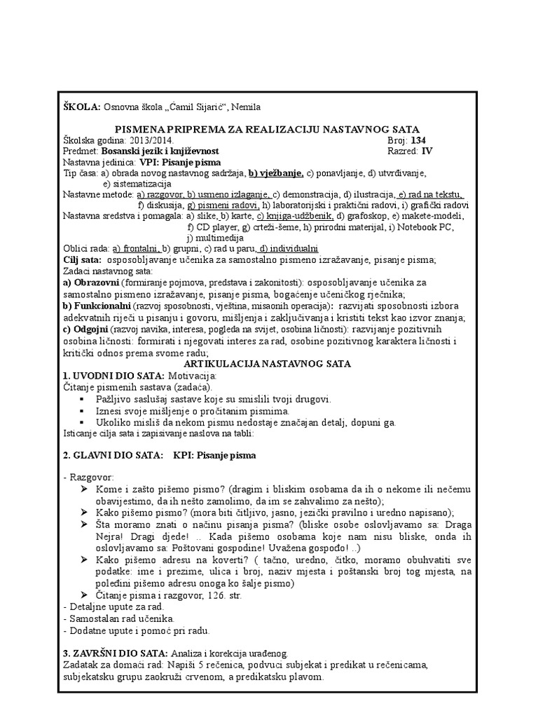 VPI Pisanje Pisma | PDF