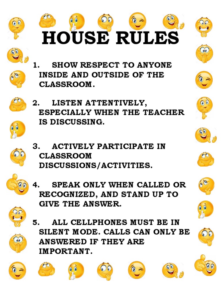 Classroom House Rules | PDF