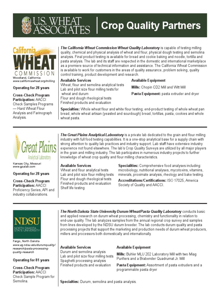 Wheat Quality Labs and Services | PDF | Wheat | Pasta
