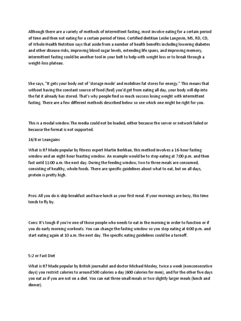 Types of Intermittent Fasting Explained | PDF | Eating | Dieting