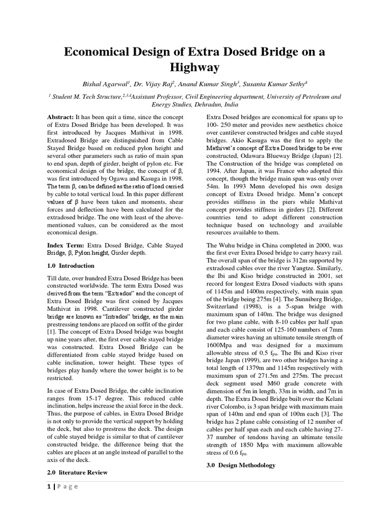 Economical Design of Extra Dosed Bridge | PDF | Bending | Civil Engineering